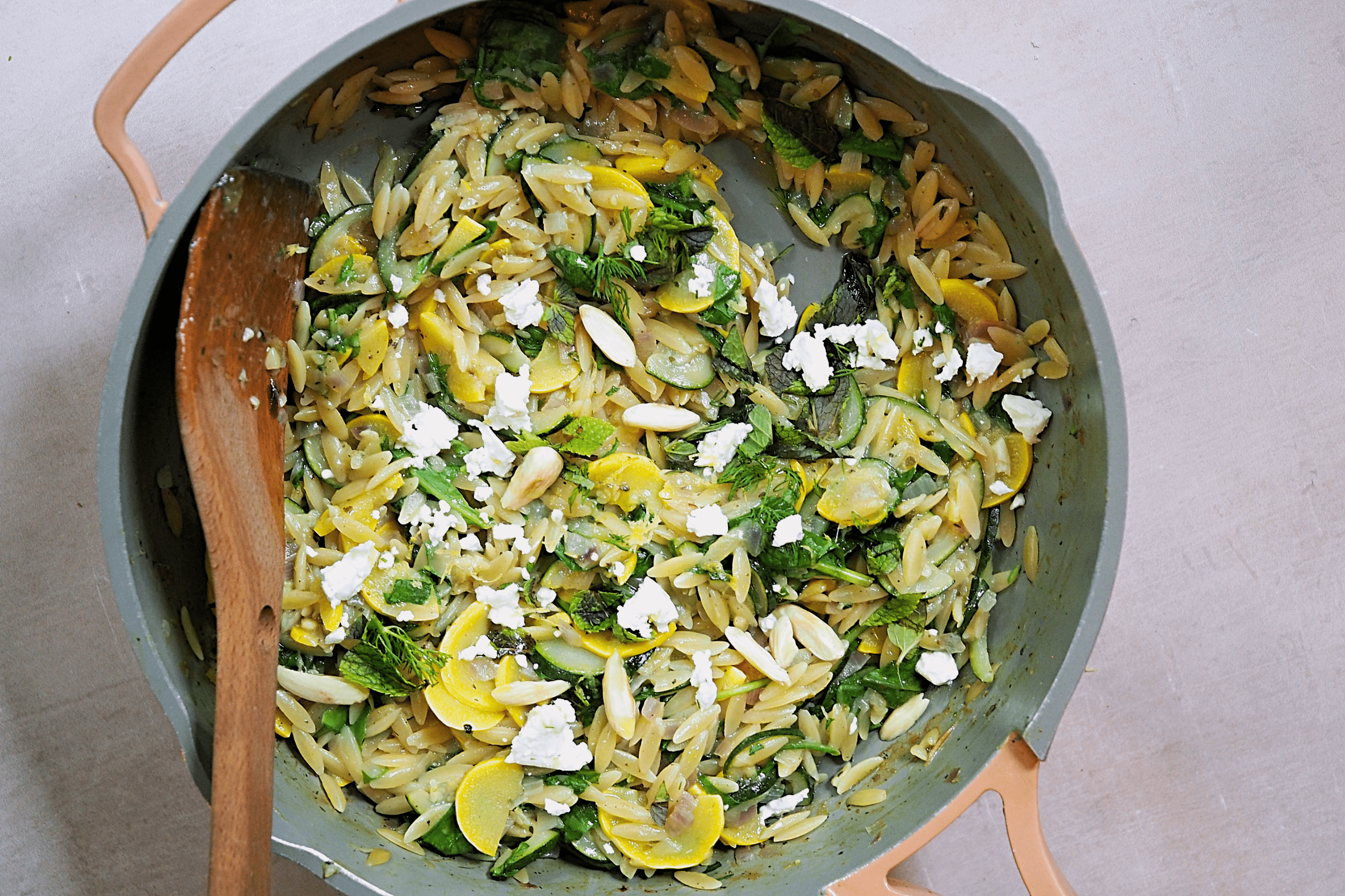 Greek Orzo with Lemon, Feta & Courgette – But First, Food