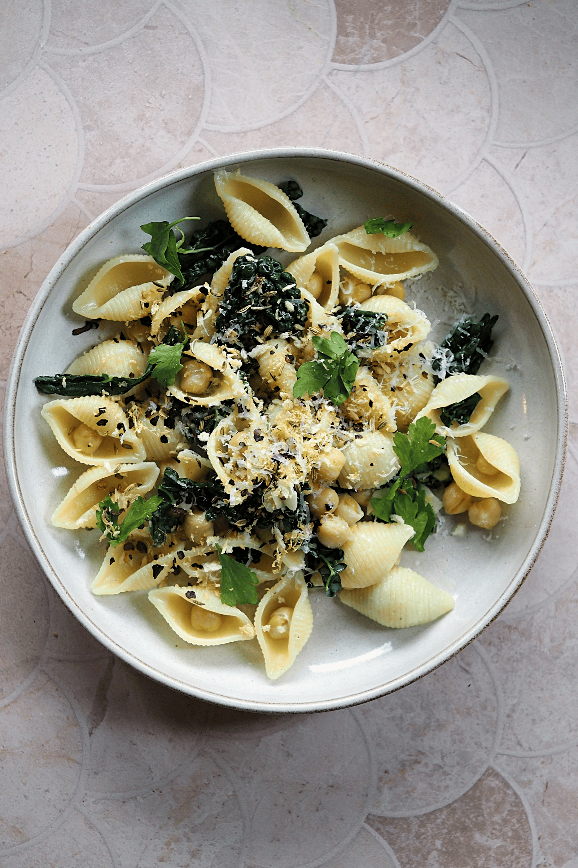 Lemony Cavolo Nero Chickpea Pasta – But First, Food