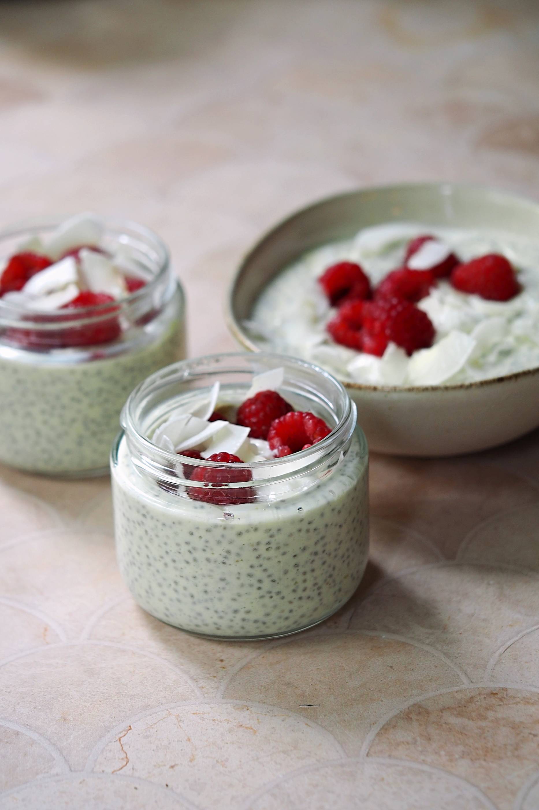 Mango, Raspberry & Coconut Chia Pudding with Kefir – But First, Food