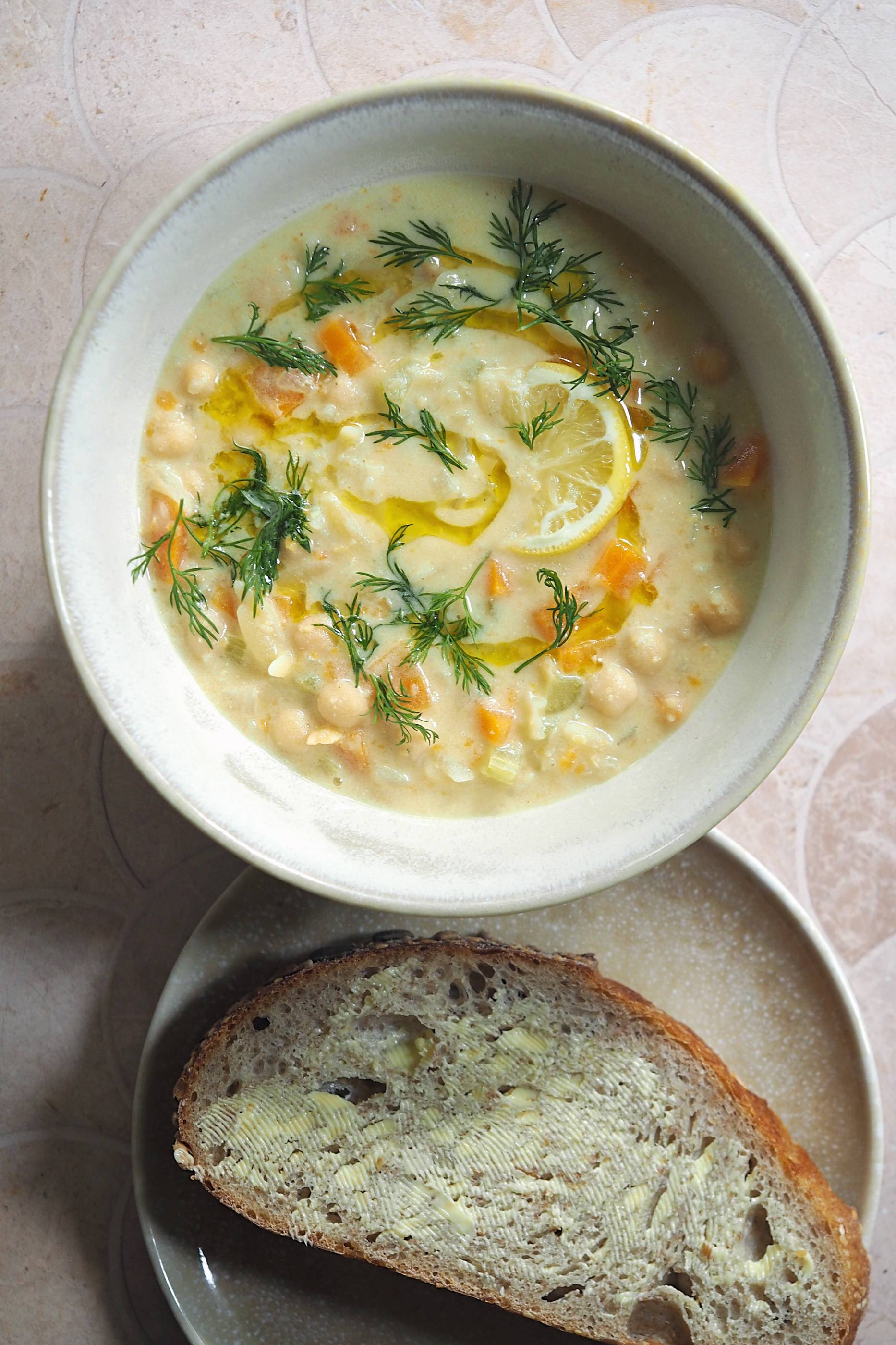Greek-style Lemon & Chickpea Soup – But First, Food